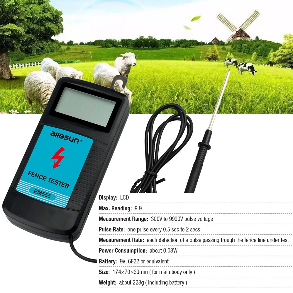 Digital Electrical Fence Tester High Voltage 300-9900V Gardening Tools ...