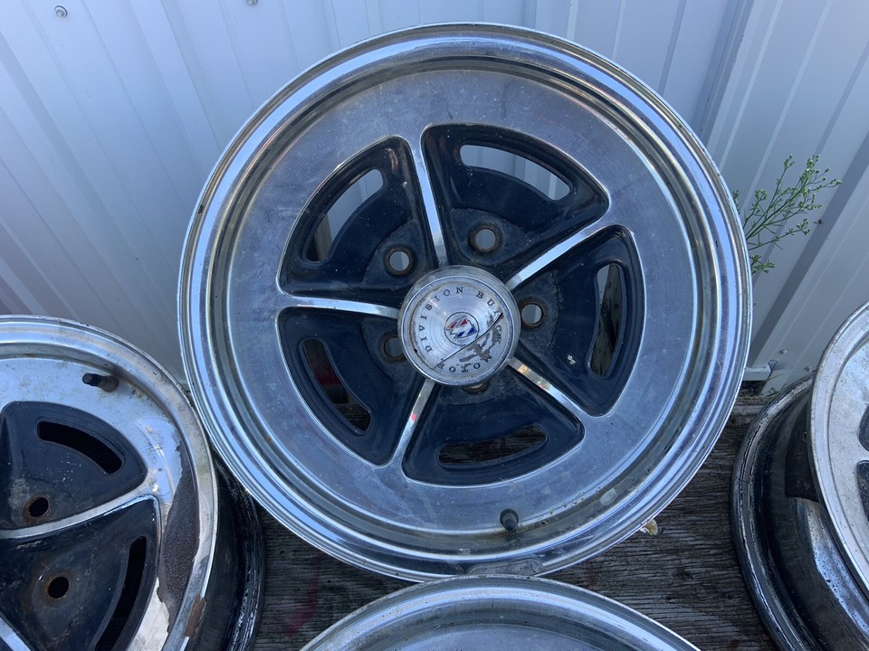 4 GM Buick Wheels Chrome Rally 15x6 Steel mag rims Ralley 500 Wheels | eBay