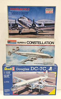 3X LOT MONOGRAM SUPER G CONSTELLATION + 1/144 MINICRAFT DC-3 + REVELL ...
