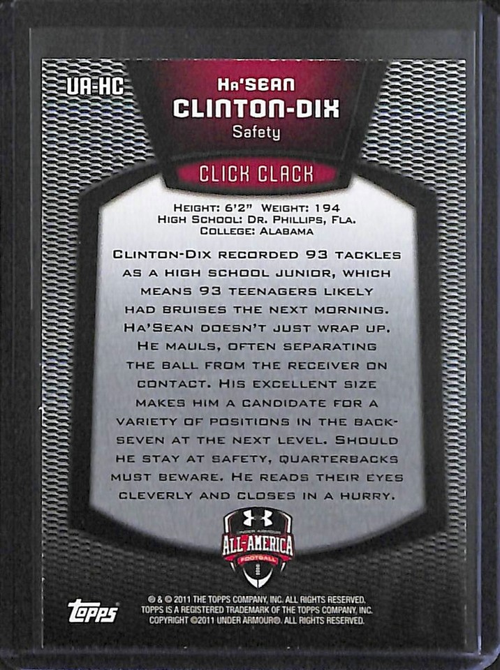 2011 Topps Under Armour All America Football Autograph Ha'Sean Clinton ...