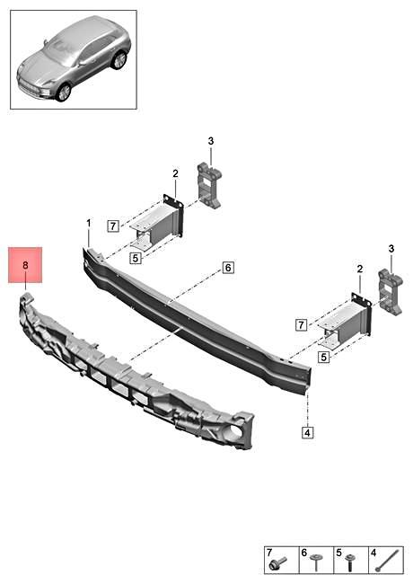 2015 - 2018 Porsche Macan 95B Front Bumper Reinforcement Bar Foam Oem ...