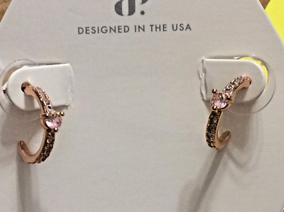 Bomb Party Gorgeous Glamour Rose Quartz CZ Rose Gold Plate Earring Hoop ...