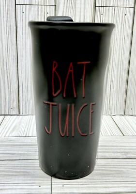 Rae Dunn Halloween Collection Bat JUICE Travel Mug Black Red 17oz New ...