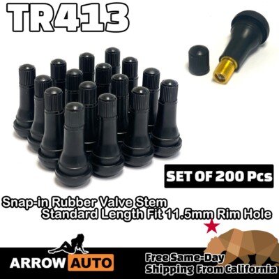 200x Tire Valve Stem TR413 Snap-In Car Auto Short Rubber Tubeless | eBay