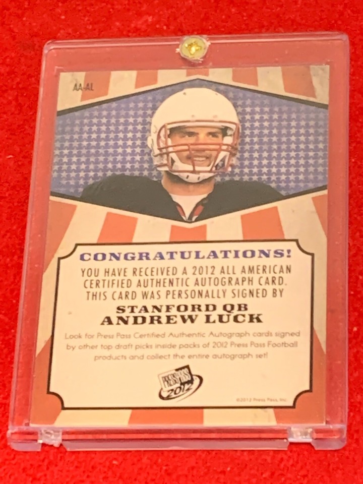 ANDREW LUCK 2012 Press Pass All American Red Autograph RC (COLTS ...