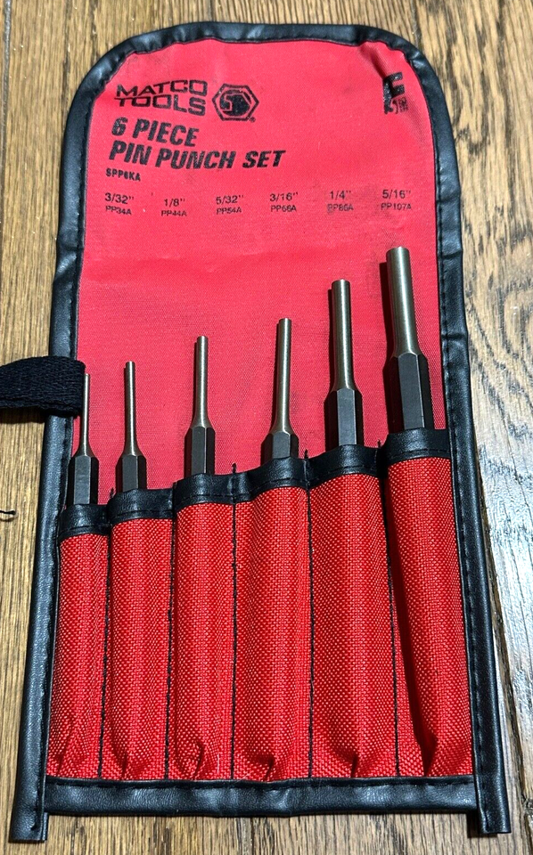 🇺🇸 NEW MATCO Tools USA Pin Punch Set Lot Straight Roll Red Storage ...