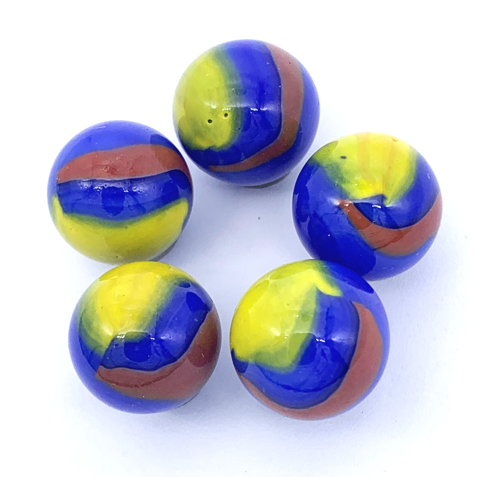 16mm Early Edition Blue Dolphin Mega Marbles Players Pk 5 Blue Yellow ...