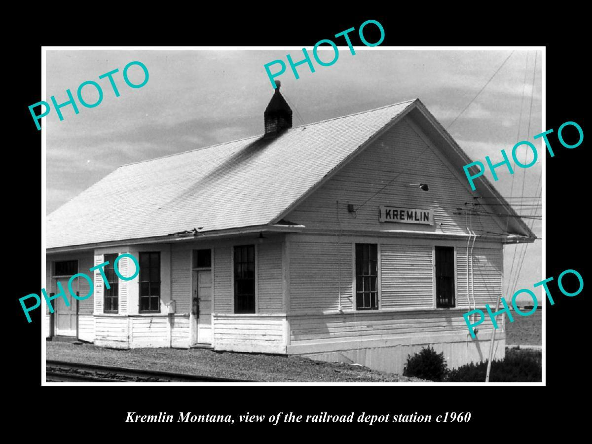 OLD 8x6 HISTORIC PHOTO OF KREMLIN MONTANA THE RAILROAD DEPOT STATION ...