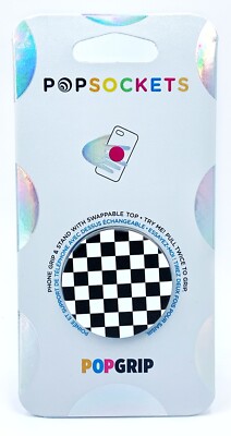 PopSockets Checkerboard Black & White Swappable Top PopSocket Pop ...