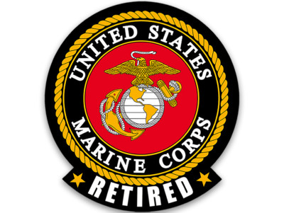 5 inch Round US Marines Logo w/ Tab RETIRED Sticker (veteran ret decal ...