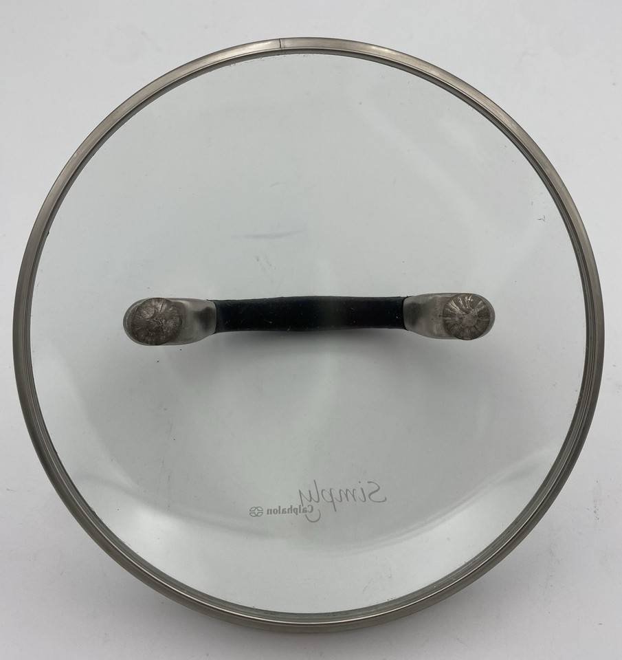 Simply Calphalon Tempered Glass Lid Black Insulated Handle 5.75” ID 6. ...