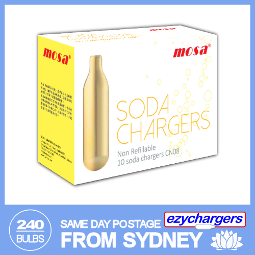 MOSA SODA CHARGERS 10 PACK x 24 (240 BULBS) CARBON DIOXIDE CO2 SYPHON ...