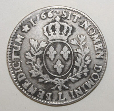 S4 - France Ecu 1766-L Very Fine +++ Silver Coin - King Louis XV ...