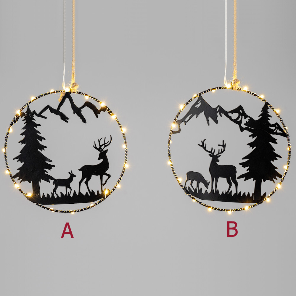 Hänger Kreis 30 cm Hirsch Reh LED Metall Timer formano 519283 ...