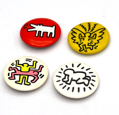 4 Vintage Keith Haring 80's Pop Shop Buttons | eBay