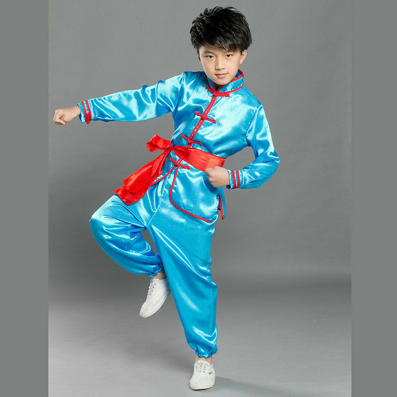 Kids Boy Kung Fu Suit Chinese Martial Art Costume Tai Chi Coat Uniform ...