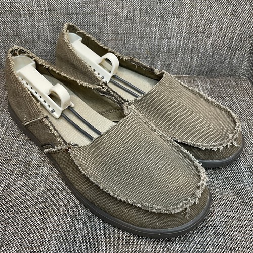 Crocs Frayed Canvas Slip-on Casual Loafers Tan Brown Shoes Mens 8 | eBay