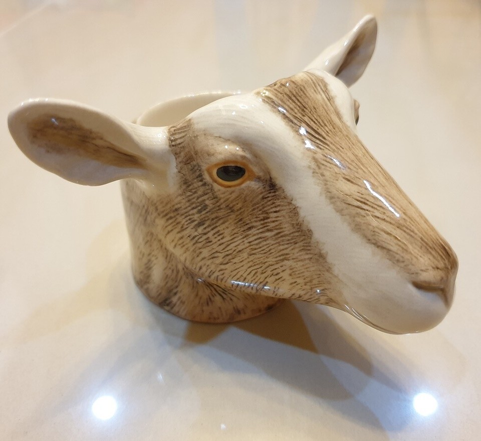 Goat Head Figurine Vase Pot Ceramic Succulent Egg Cup Animal Flower ...