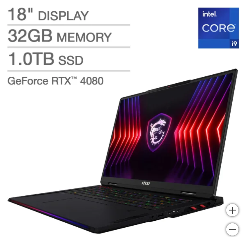 MSI Raider 18 HX 18" Gaming Laptop A14VGG-013US RTX 4070 QHD+ i9 32GB ...