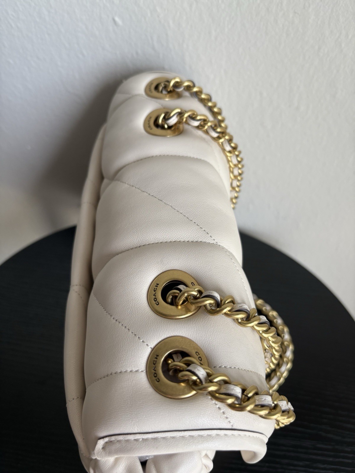 Coach pillow Madison quilted shoulder bag color chalk | eBay