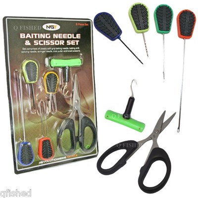 6PC BAITING TOOL SET 4 BAITING TOOLS BRAID SCISSORS KNOT PULLER CARP ...