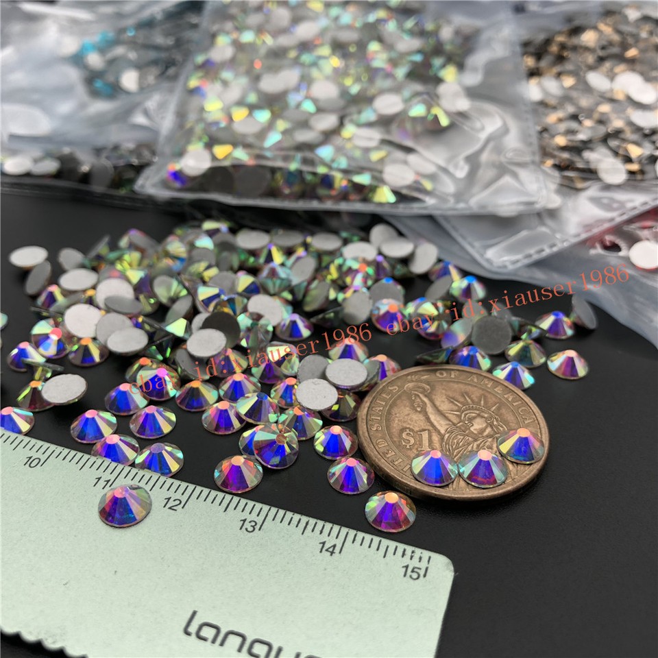 288pcs 6.5mm SS30 Non Hotfix Rhinestones Flatback Glitter Crystal Glass ...
