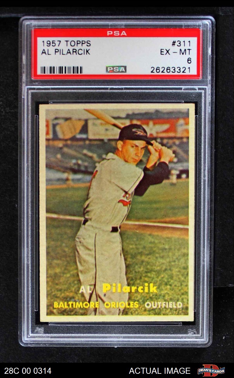 1957 Topps #311 Al Pilarcik Orioles DOUBLE-PRINT PSA 6 - EX/MT 28C 00 0314 | eBay