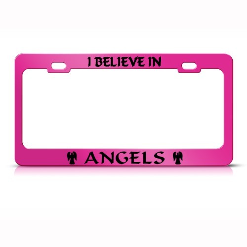Metal License Plate Frame I Believe in Angels Car Accessories Chrome | eBay