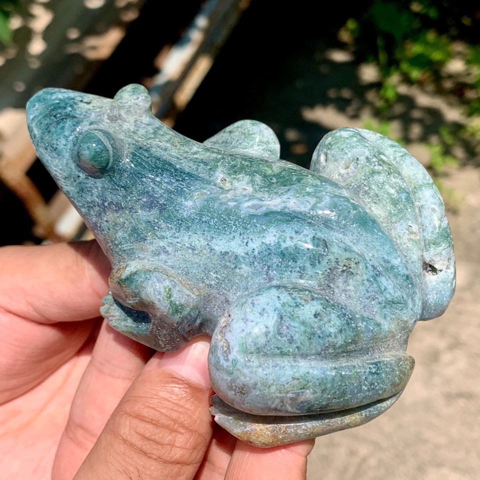 324G Amazing Natural Ocean Jade Crystal Carving frog Jade Halo Stone | eBay