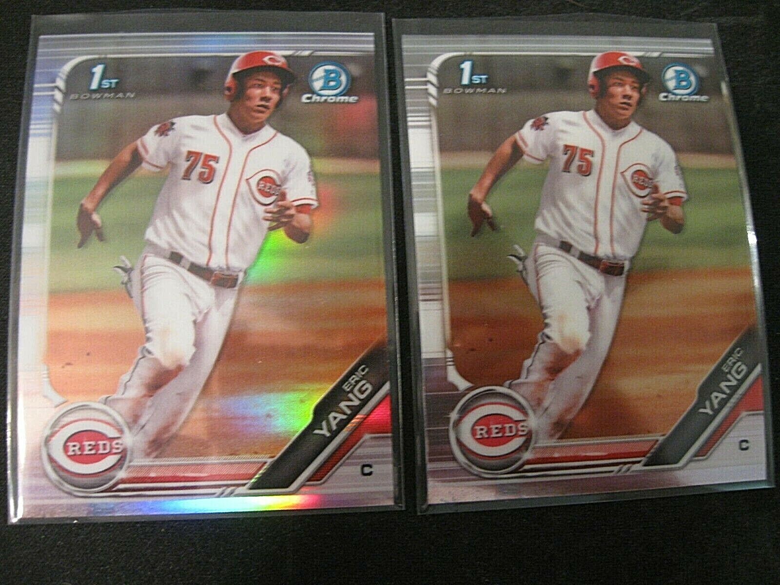 ERIC YANG 2-CARD LOT 2019 1st Bowman Chrome Draft Refractors/Base #BDC ...