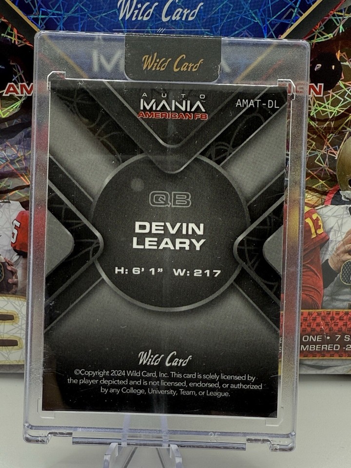 2024 Wild Card Auto Mania American FB Devin Leary 1/1 | eBay