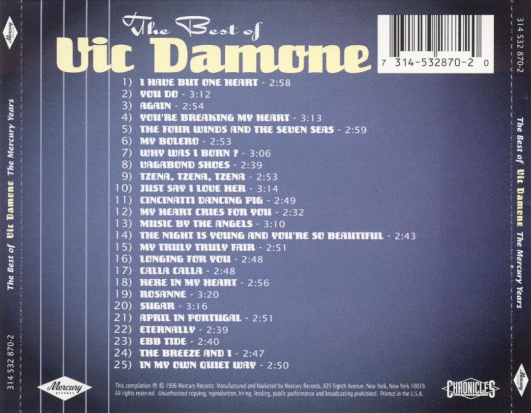 VIC DAMONE BEST OF VIC DAMONE: THE MERCURY YEARS NEW CD 731455275728 | eBay