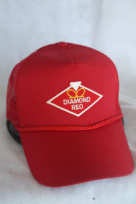 DIAMOND REO TRUCKERS HAT WITH PATCH, ADJUSTABLE SNAP BACK, BRIGHT RED ...