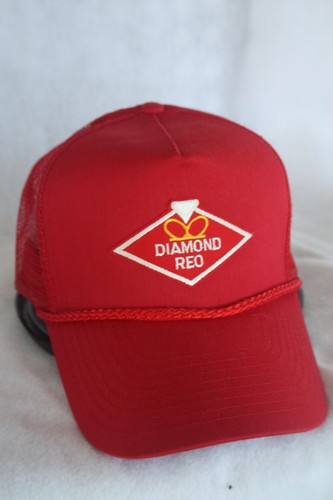 DIAMOND REO TRUCKERS HAT WITH PATCH, ADJUSTABLE SNAP BACK, BRIGHT RED ...