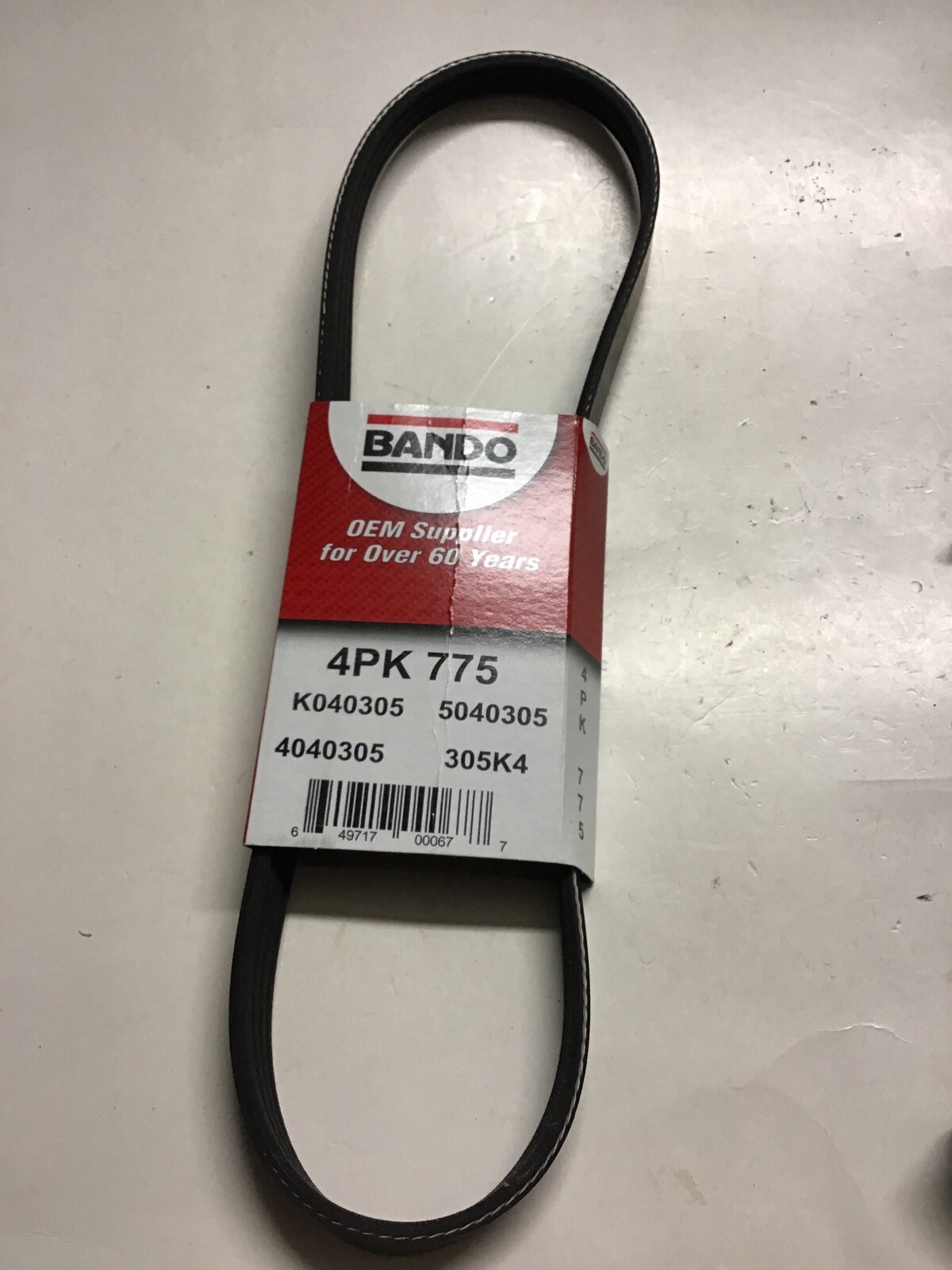 Serpentine Belt-Rib Ace Precision Engineered V-Ribbed Belt Bando 4PK775 ...