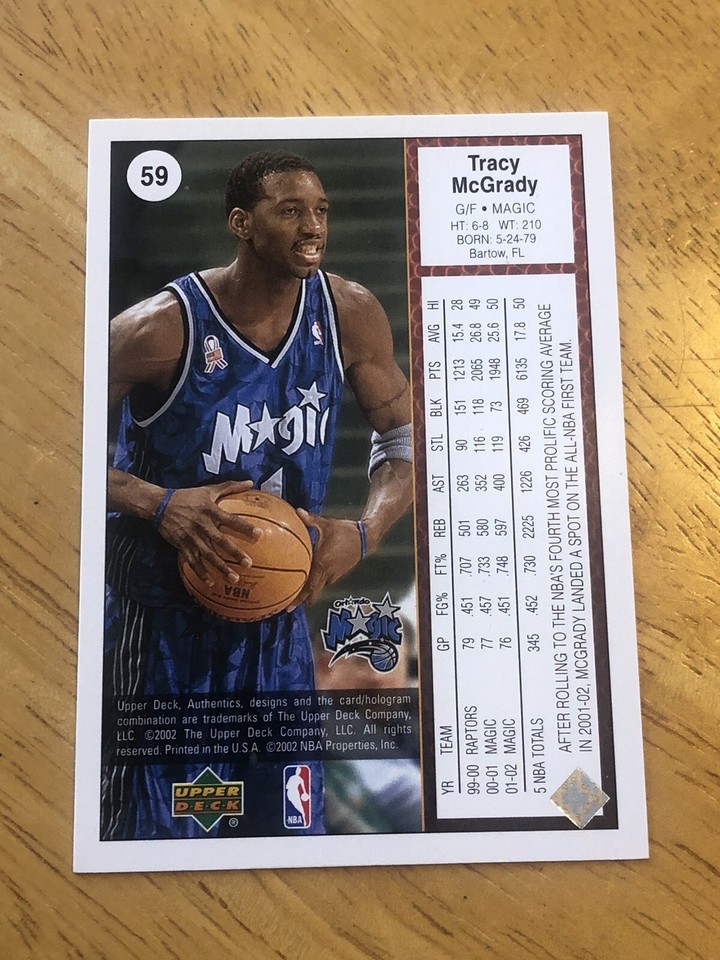 2002-03 Upper Deck UD Authentics Tracy McGrady #59 HOF | eBay