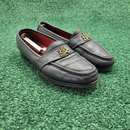 Ralph Lauren Black Loafers Bench Made in Italy Lion Crest Mens 10.5 D ...
