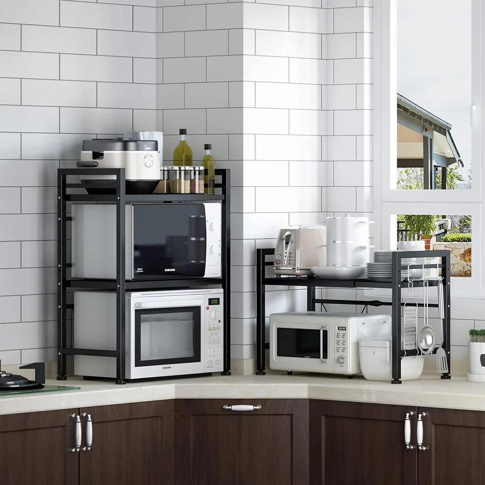 3 Tier Expandable Microwave oven Rack Stand Storage Holder Kitchen ...