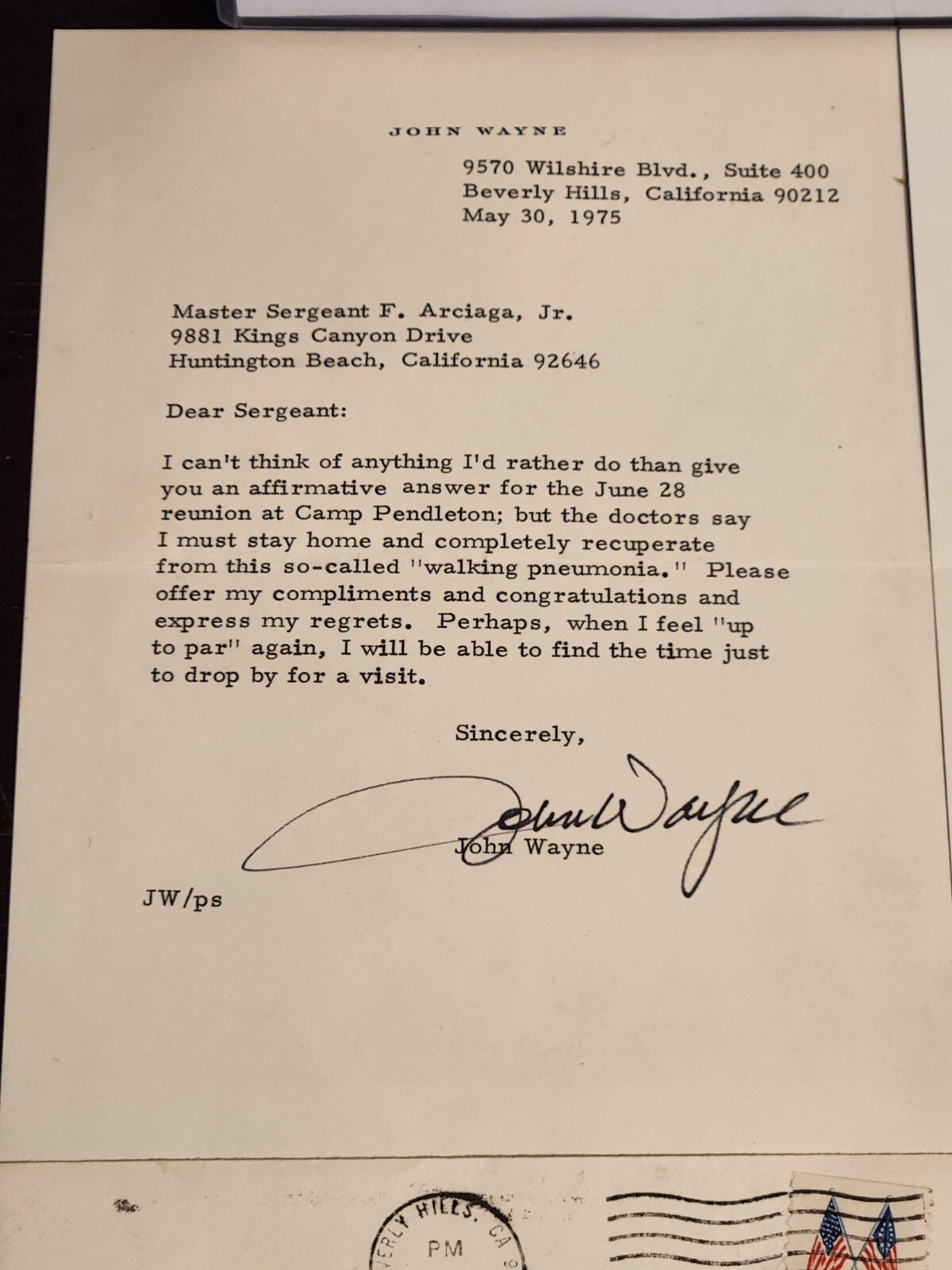 Joyn Wayne Autographed Personal Letter PSA CERTIFIED / AMAZING ...