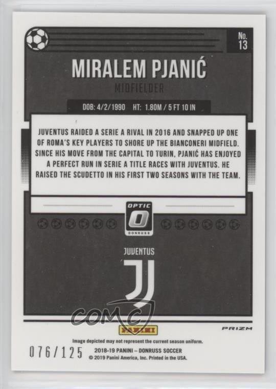 2018-19 Panini Donruss Optic Purple Velocity Prizm /125 Miralem Pjanic ...