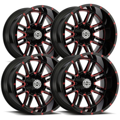 (Set of 4) Scorpion SC-18 18x9 5x5"/5x5.5" -12mm Black/Red Wheels Rims ...