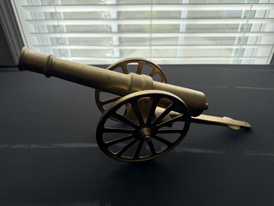 VINTAGE CANNON SOLID BRASS DECORATIVE DISPLAY SIGNAL ARTILLERY WAR ...