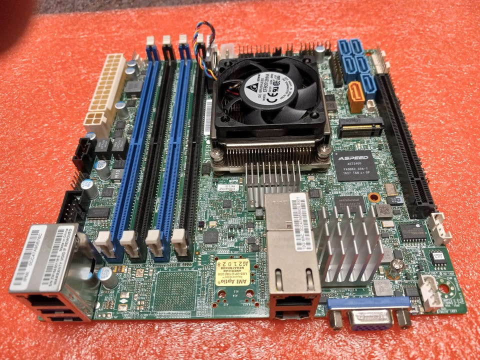 SuperMicro X10SDV-4C-TLN2F Mini-ITX,Xeon D-1521 with active fan. NO I/O ...