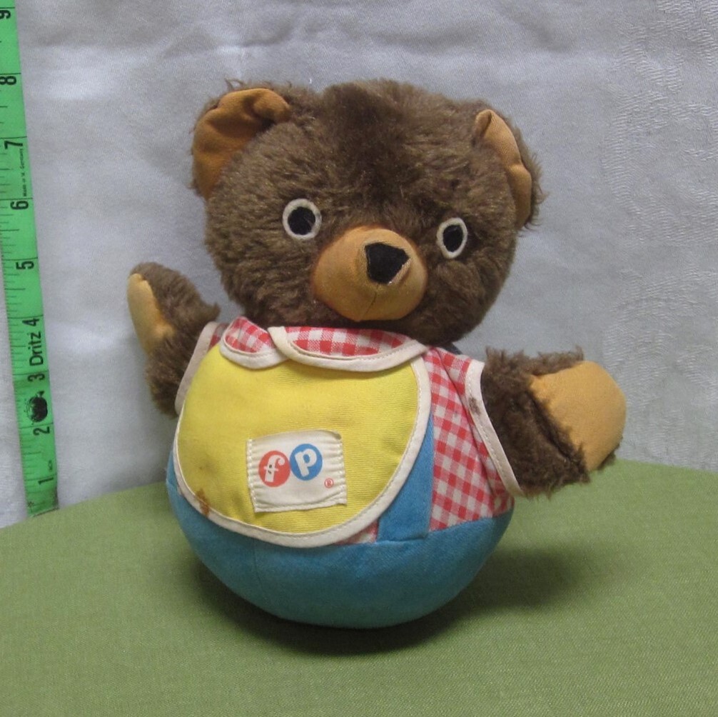 FISHER PRICE vtg Rollie Pollie Cub Bear musical rattle 719 plush toy ...