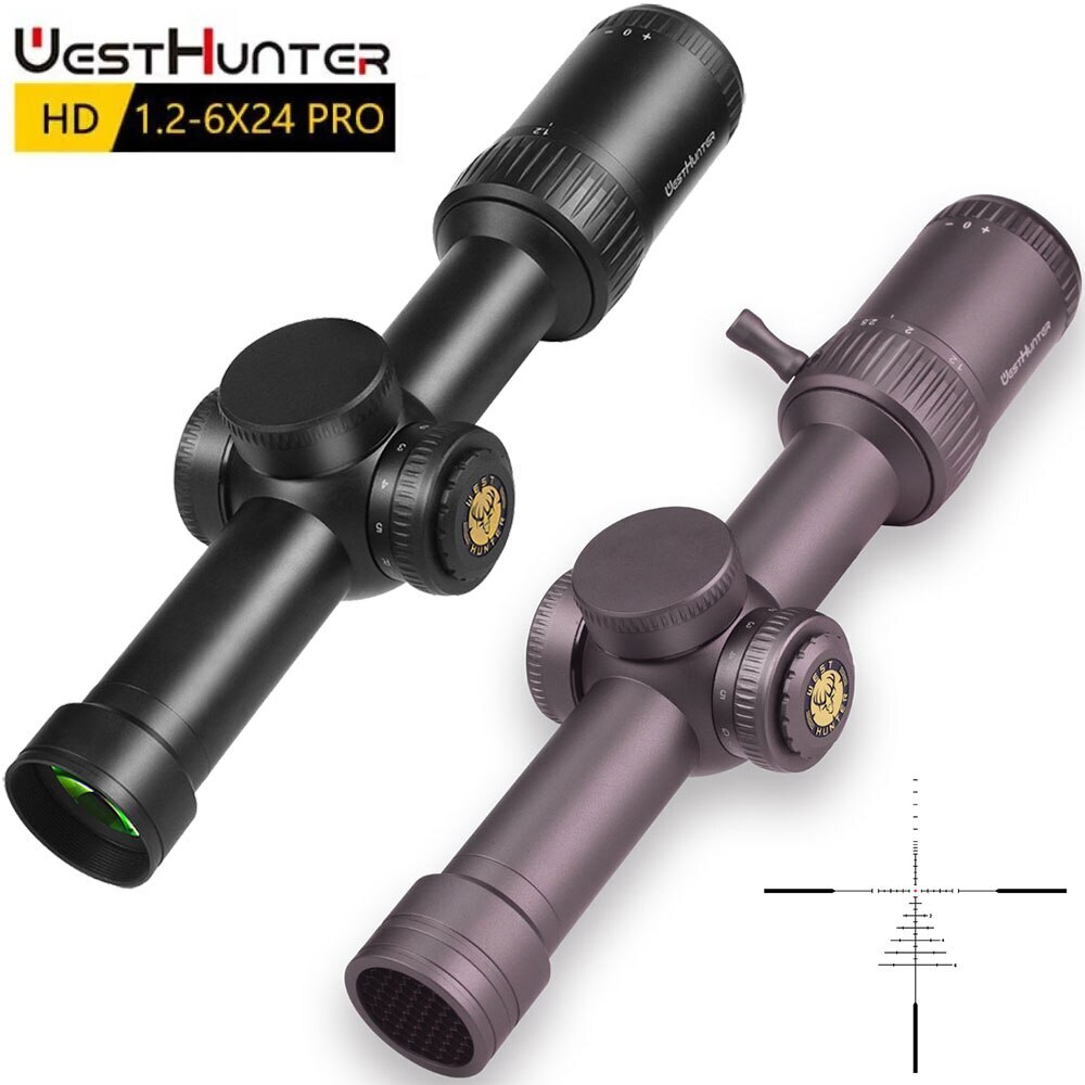 WestHunter HD 1.2-6X24 IR Pro Hunting Scope Illuminated Glass Etched ...