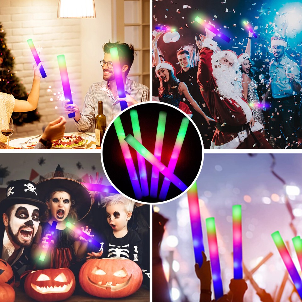 30-500 LED Light Up Foam Sticks Wand Rally Batons Flashing Glow Stick ...