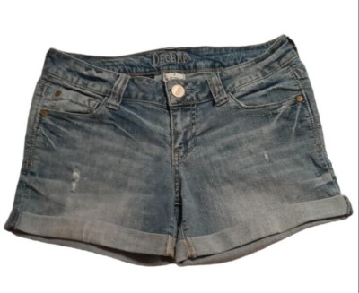 Decree Denim Jean Booty Shorts Womens Size 7 Stretch Cuffed Distressed ...