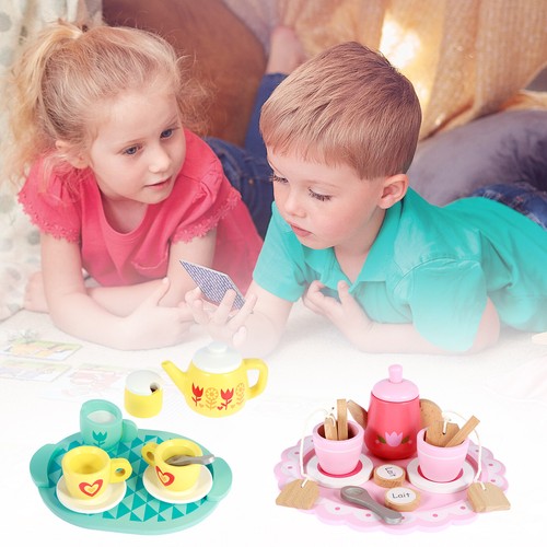 9/12Pcs Wooden Tea Set for Little Girls Afternoon Tea Pretend Toy for ...