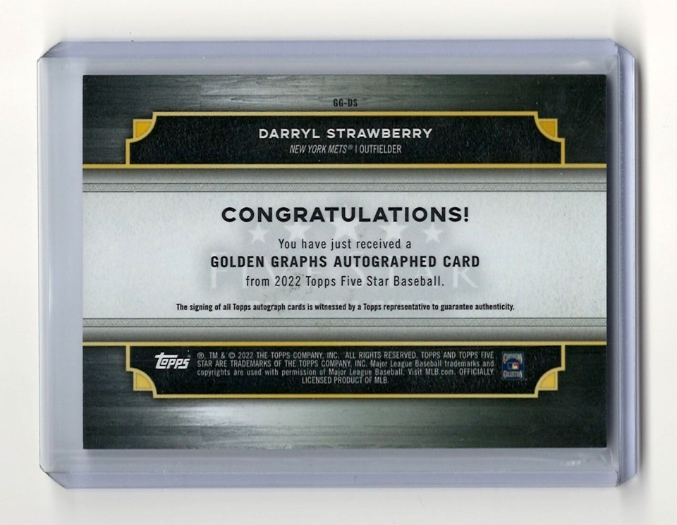 2022 Topps Five Star Darryl Strawberry Golden Graphs Gold Auto /10 | eBay