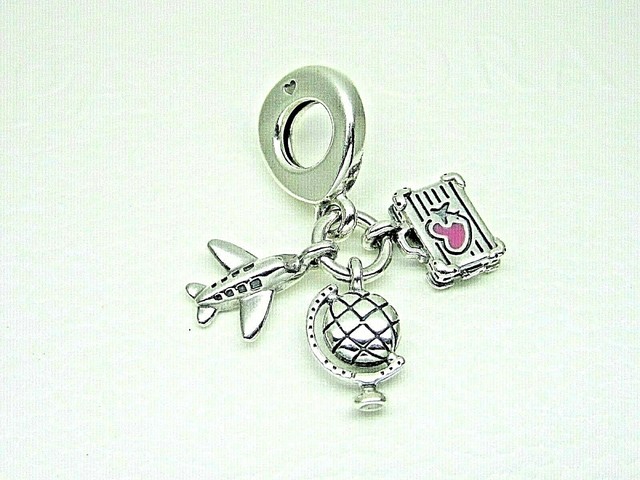 Authentic PANDORA Charm Airplane Globe and Suitcase Dangle #799435c01 ...